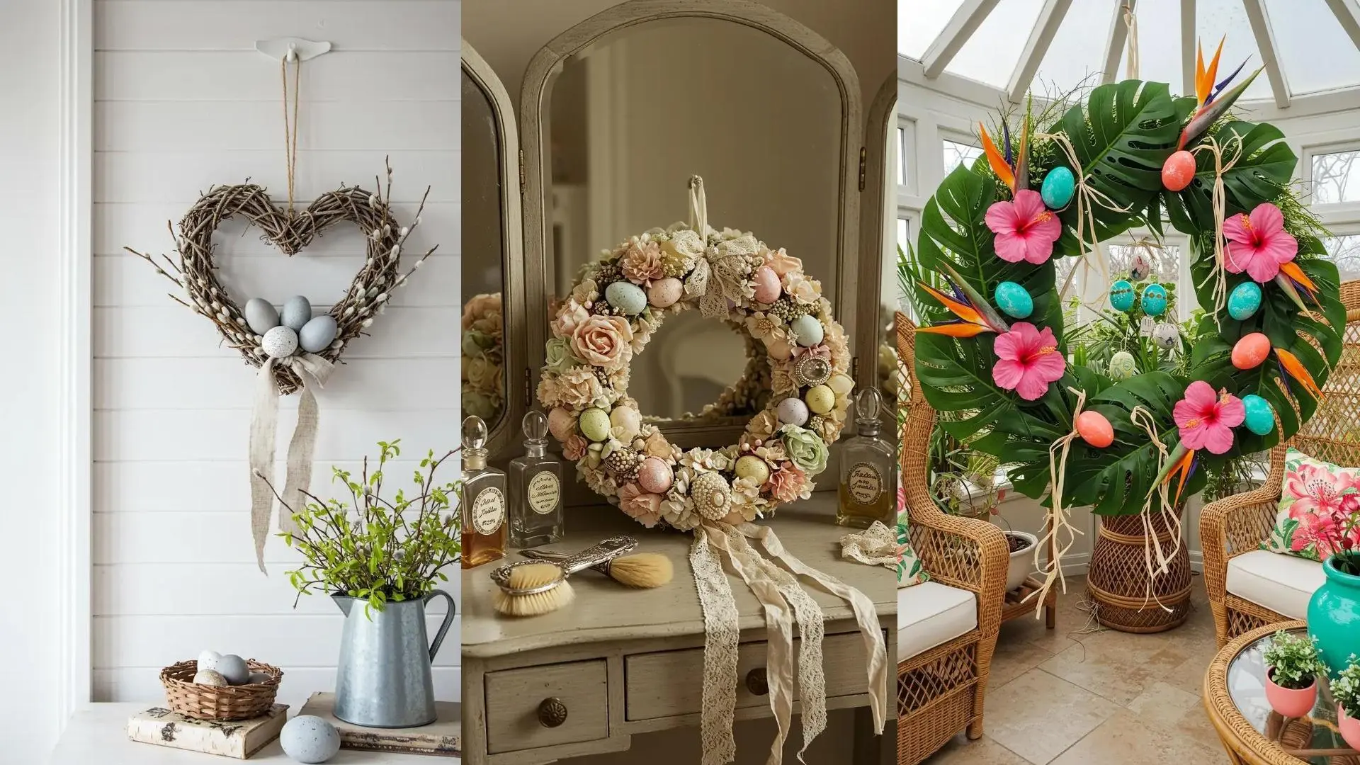 26 idées DIY de couronnes de Pâques avec fleurs fraîches, rubans et ...